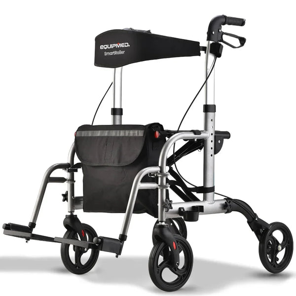 Rollator Wheelchair 2-in-1 Folding Silver Walker – Stacks Warehouse