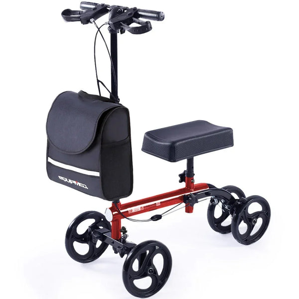 Knee Scooter Walker with Dual Brakes & Bag Red – Stacks Warehouse